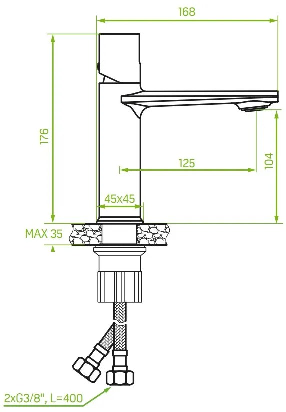 Laveo Tores, umyvadlová baterie h-176, černá matná, LAV-BVT_722D