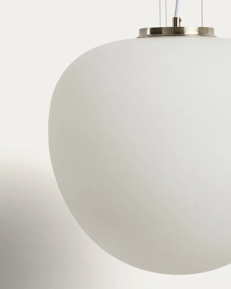 Bílé závěsné svítidlo se skleněným stínidlem ø 40 cm Ardali – Kave Home