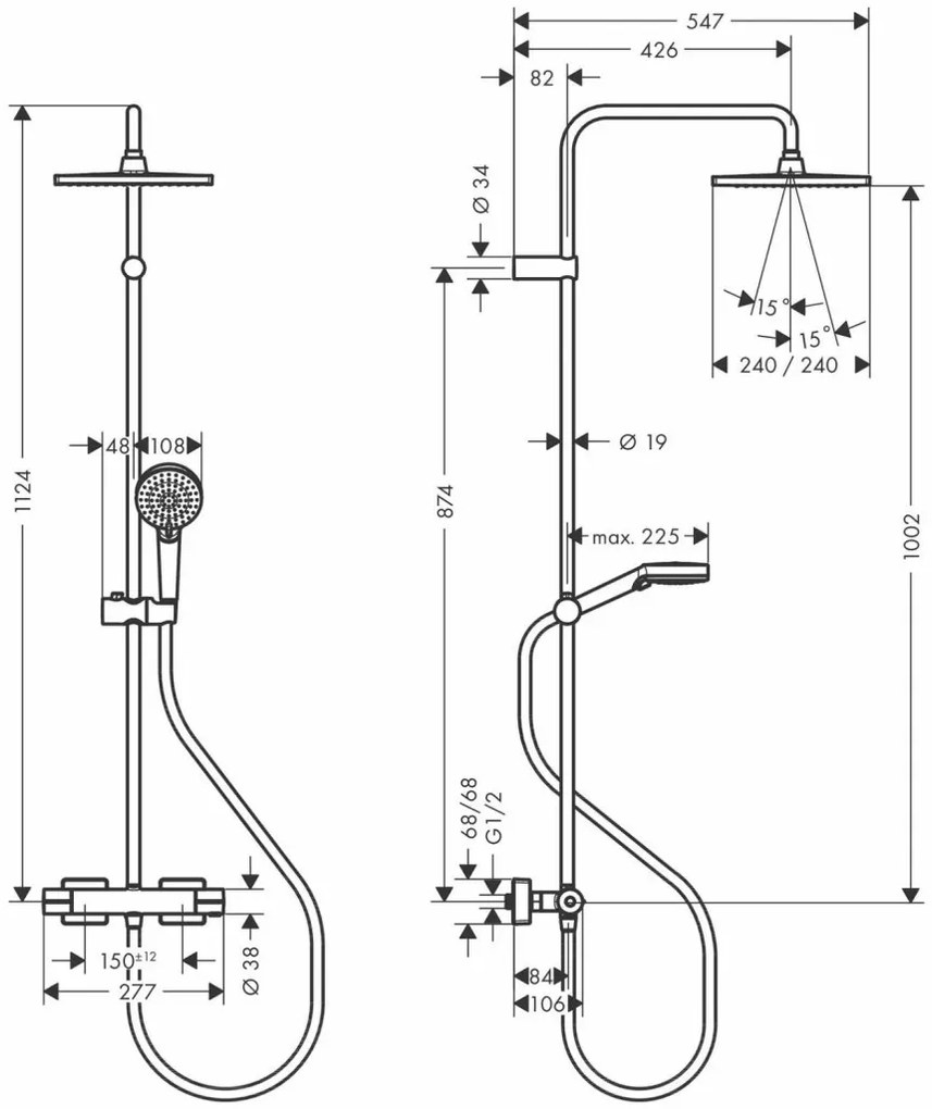 Hansgrohe Vernis Shape - Showerpipe 240 1jet s termostatem, černá matná 26427670