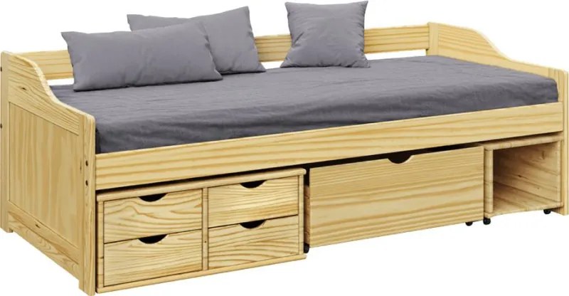 Postel 90x200 s úložným prostorem, přírodní, masiv, MAXI NEW Kondela 0000274652
