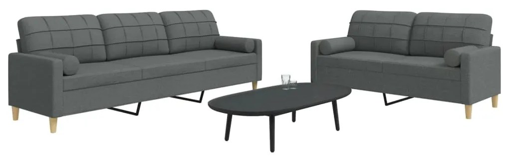 2dílná sedací souprava s polštáři tmavě šedá textil 3278336