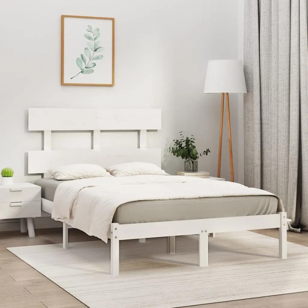 Rám postele bílý masivní dřevo 140 x 190 cm,  3104654