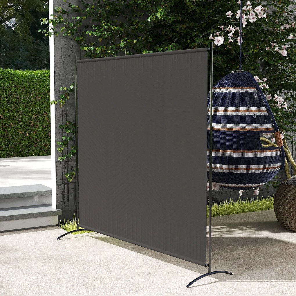 Outsunny zástěna pro soukromí 180 x 50 x 180 cm (tmavě šedá) — ochrana UPF 30+, voděodpudivá, stabilní podstavec