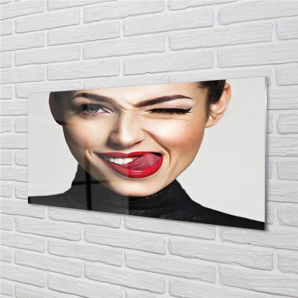 akrylový obraz Samice červené rty 100x50 cm