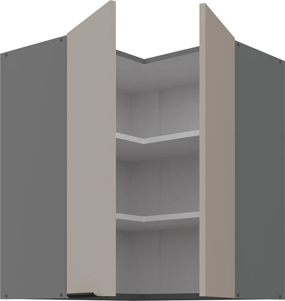 ARIA ta | horní kuchyňská skříňka 60x60 GN-72 2F (90°) rohová s policemi | 60x60 cm | antracit/béžová