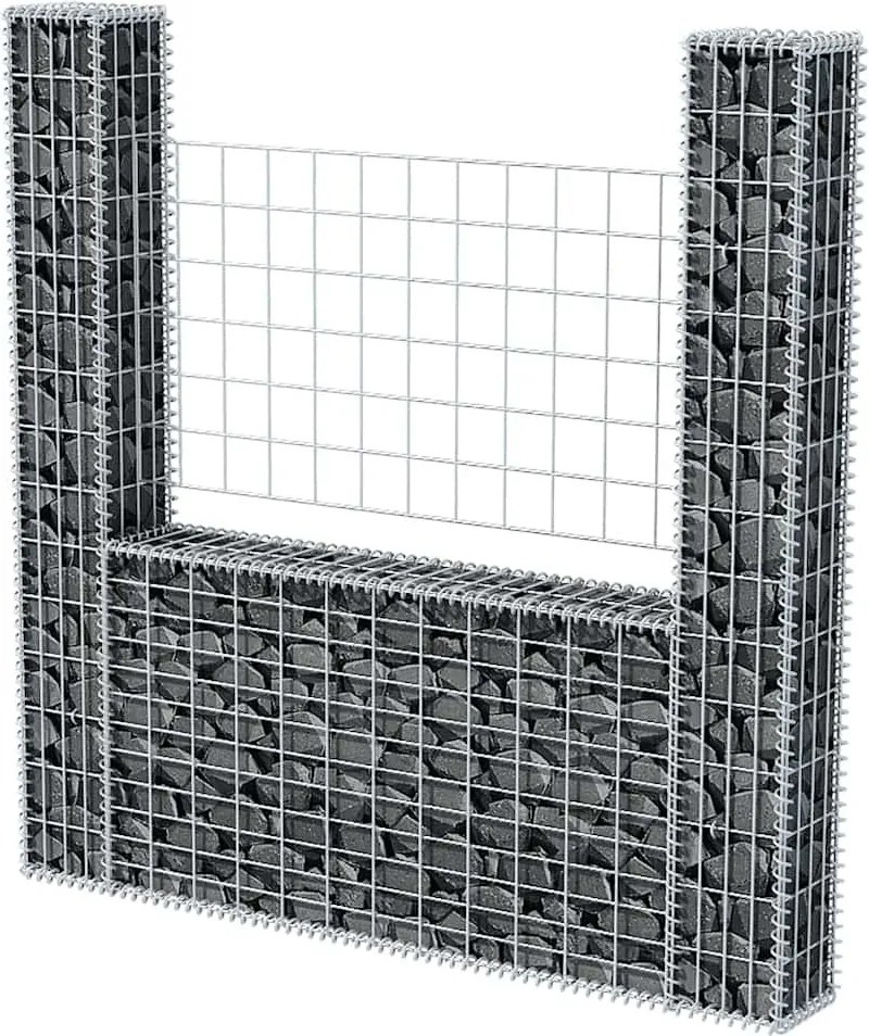 Gabionový koš ve tvaru U pozinkovaná ocel 160 x 20 x 150 cm 142545