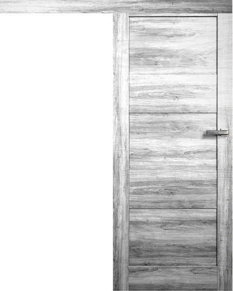 posuvné interiérové dveře na stěnu vasco doors TEO plné, model 1 Průchozí rozměr: 70 x 197 cm, Orientace dveří: Levé dveře, Dekor: Dub šedý