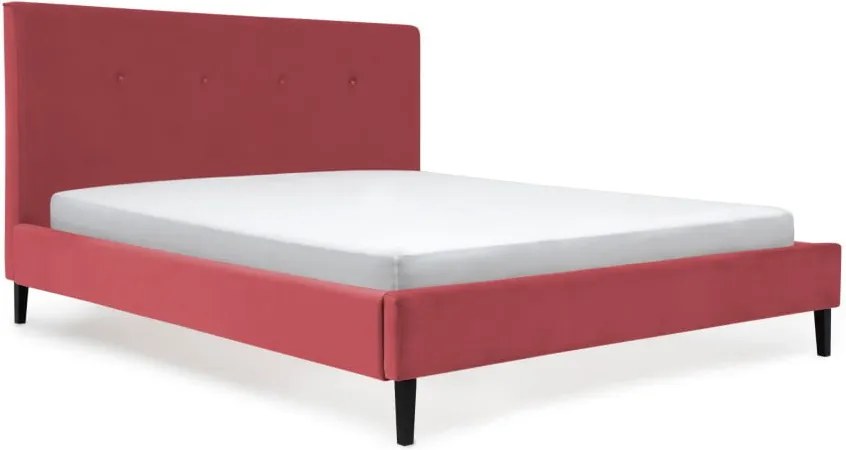 Červená postel s černými nohami Vivonita Kent, 140 x 200 cm