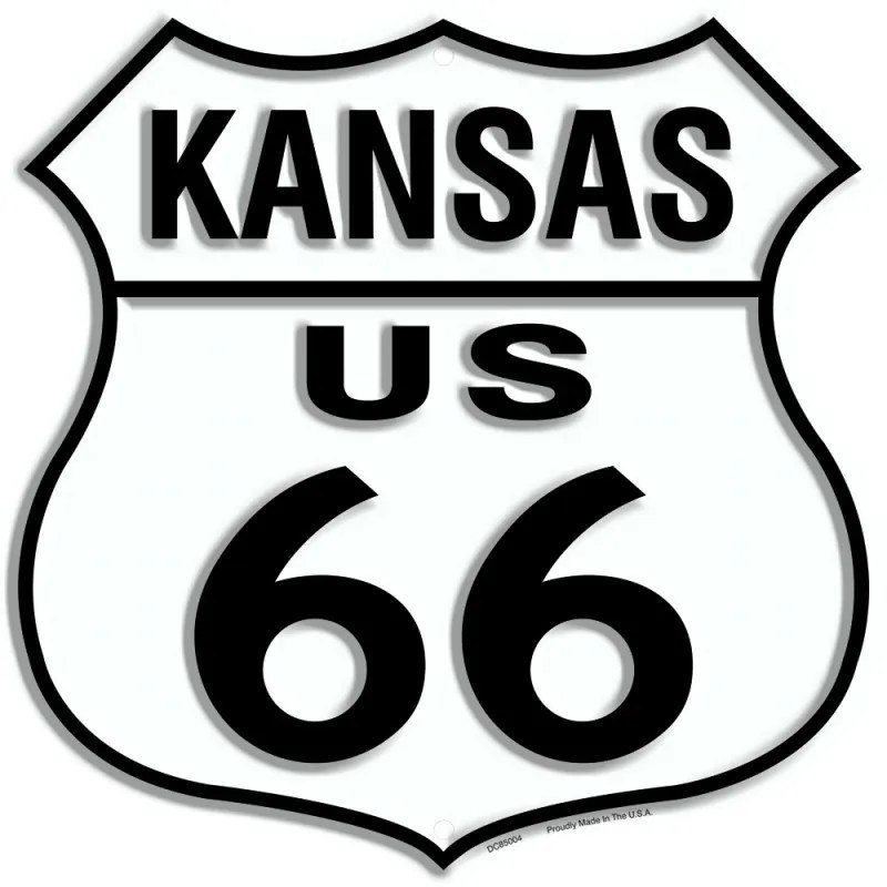 Plechová cedule Route 66 Kansas Shield 30cm x 30cm