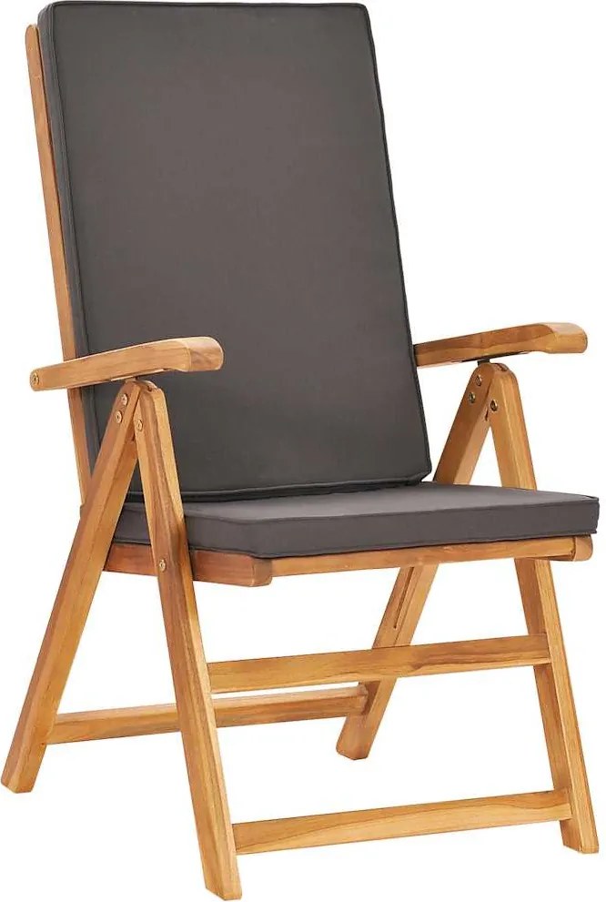 9dílný zahradní jídelní set s poduškami masivní teak šedý 3059556