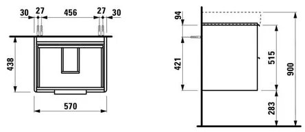 Laufen Base Skříňka pod umyvadlo 80,9 cm, tmavohnědý jilm H4023921102631