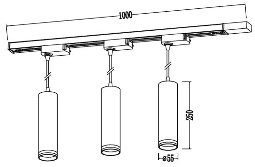 Lustr na lanku v lištovém systému PIPE 3xGU10/10W/230V bílá