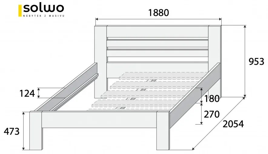 Masivní postel AMANDA - Solwo Design Dřevo a odstín oleje: BUK Cink - Olej odstín BO105, Rozměr spací plochy: 220x200