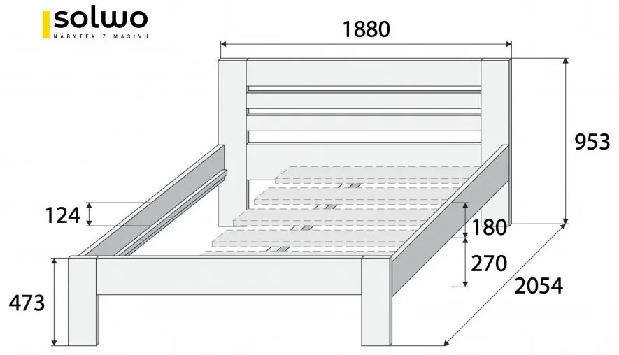 Masivní postel AMANDA - Solwo Design Dřevo a odstín oleje: DUB Cink - Olejování přírodní, Rozměr spací plochy: 200x200