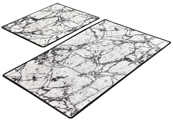 SADA 2x Koupelnová předložka MARBLE 60/100 cm bílá/černá