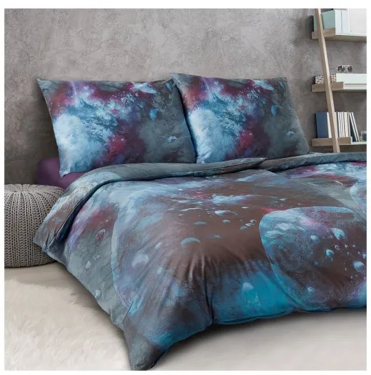 Veba Povlečení satén Geon Vesmír šedomodrá 140x200, 70x90 cm