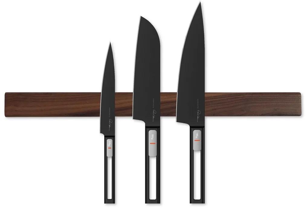 Wook | dřevěná magnetická lišta na nože - americký ořech montáž: montáž na zeď, velikost: 45 x 4 x 2 cm (8 nožů)