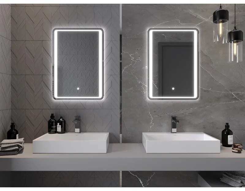 Mexen Zusa, LED koupelnové zrcadlo s podsvícením 50x70 cm, 6000K, ochrana proti zamlžování, 9808-050-070-611-00