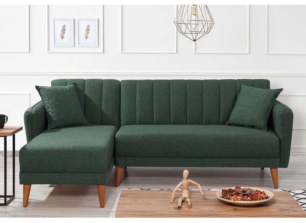 Atelier del sofa Rozkládací rohová pohovka AQUA tmavě zelená levý roh 867UNQ1405