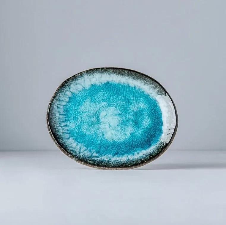 Blue oválný talíř Made in Japan, 18x14,5cm, výška 1,5cm, keramika, handmade