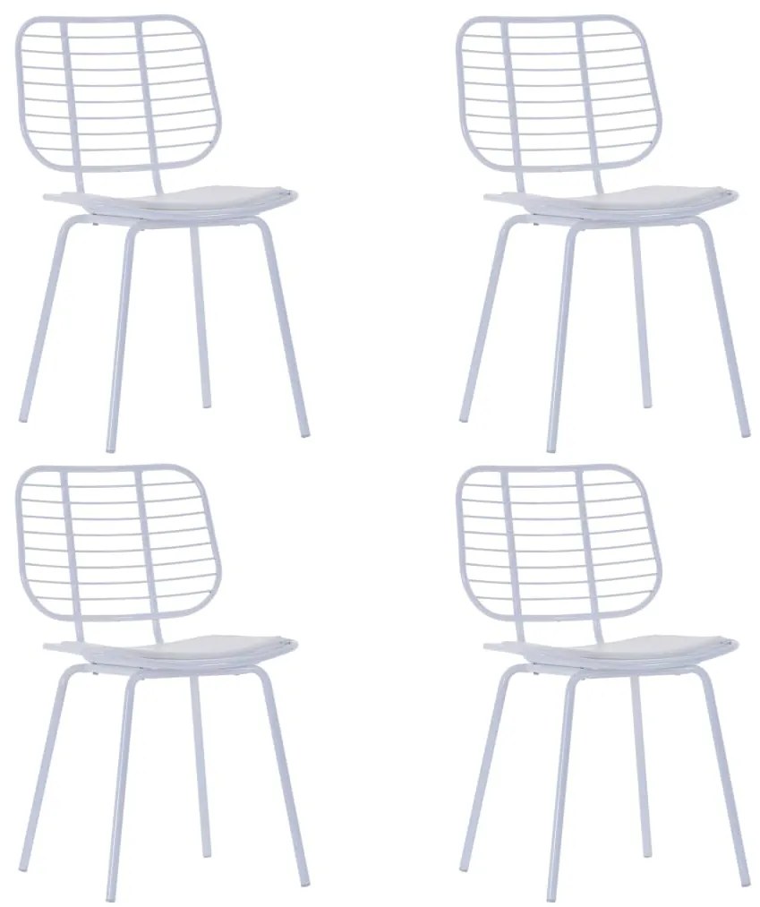 247273 vidaXL Jídelní židle se sedáky z umělé kůže 4 ks bílé ocelové