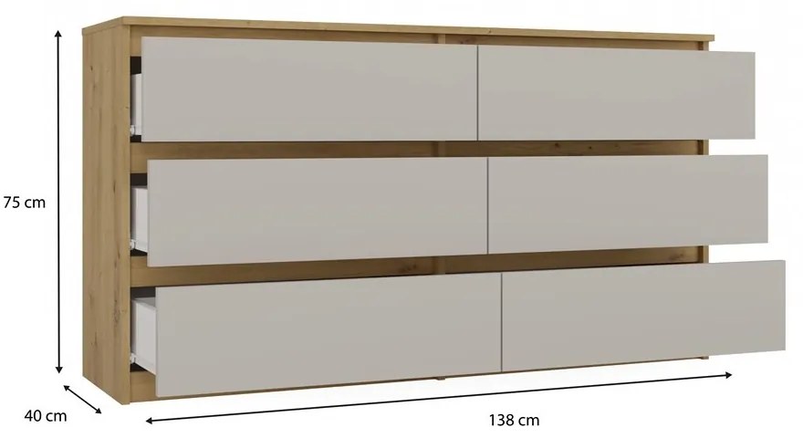 Komoda Malwa M6 140 cm dub artisan/kašmír