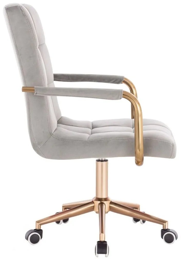 LuxuryForm DESIGN Otočná židle VERONA GOLD VELUR na zlaté podstavě s kolečky - světle šedá