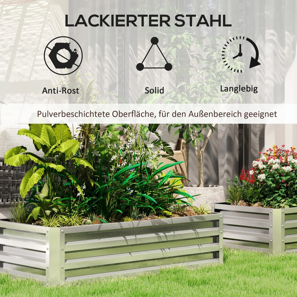 Outsunny Vyvýšený Záhon z Oceli, Studený Rám pro Růst S Otevřeným Dnem, Zahradní Box pro Rostliny 120x60x30,5 cm pro Zahradu, Balkon, Terasu, Rostlin…