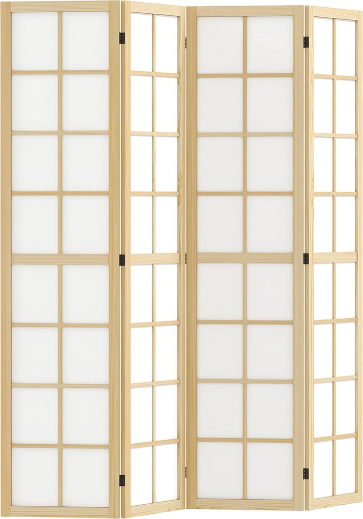 HOMCOM 4dílný paraván 160 x 170 cm - soukromé oddělení, skládací dělič místnosti pro obývací pokoj, přírodní | Aosom