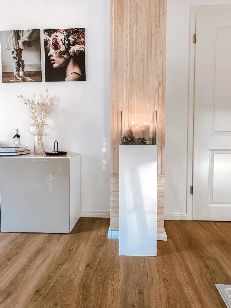 Dekorační svícen/sloup CANDELA, hliníkový kompozit, výška 100 cm, bílá
