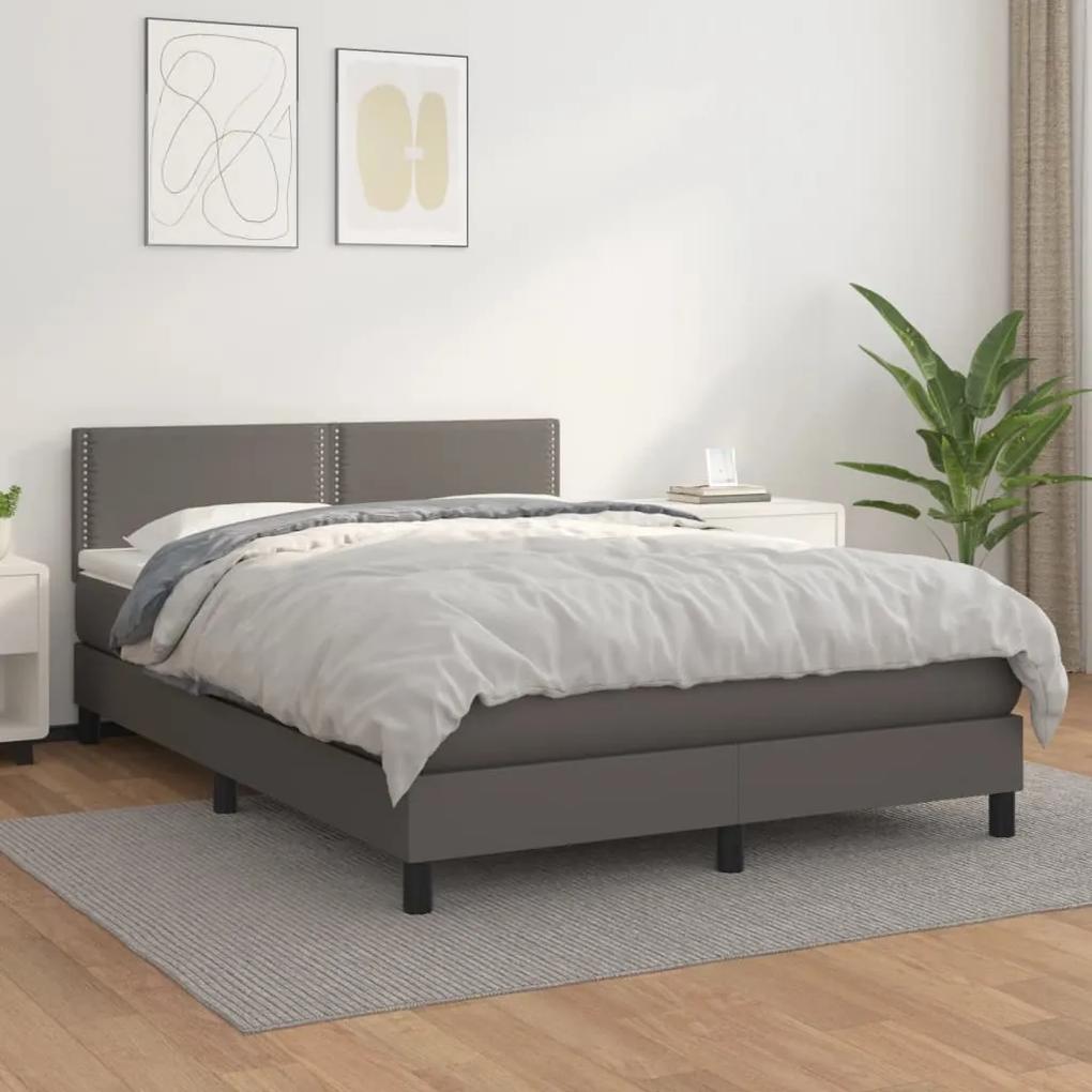 Box spring postel s matrací šedá 140x200 cm umělá kůže,  3141069