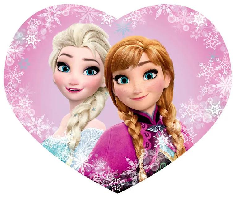 Jerry Fabrics Tvarovaný plněný polštář Frozen Elsa a Anna Srdce