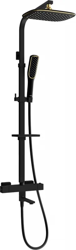 Mexen - CQ49 sprchový set s termostatickou baterií Cube, černá- zlatá,779104995-75