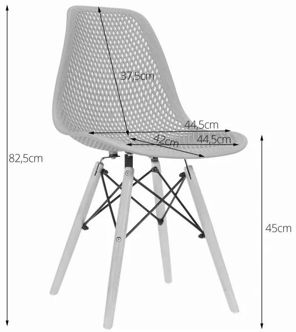Set tří jídelních židlí MARO bílé (hnědé nohy) (3ks)