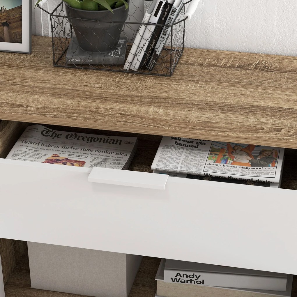 HOMCOM Moderní obývací pokoj komoda s kuchyňskou komodou, 1 zásuvka, 2 tichá dvířka a nastavitelné police do jídelny, chodby a ložnice 95x35x85 cm Bí…