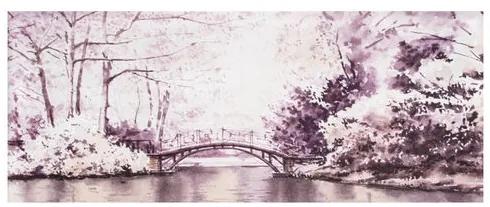 Bezrámový obraz Watercolour Forest Bridge 41-824, Wall Art, Graham Brown