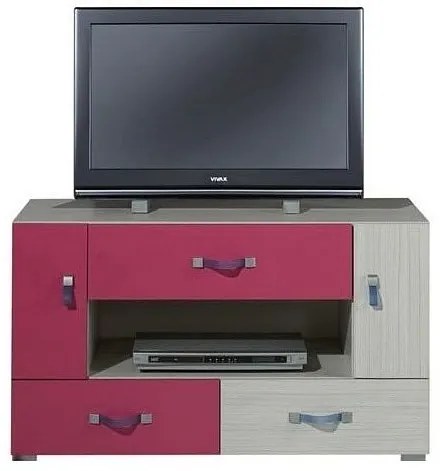 Televizní stolek Adéla 2, lamino + ABS, jasan / růžová, 100x58x50 cm