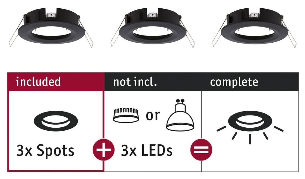 Paulmann 92481 Choose, sada bodovek 3x10W, čená, průměr 7,8cm