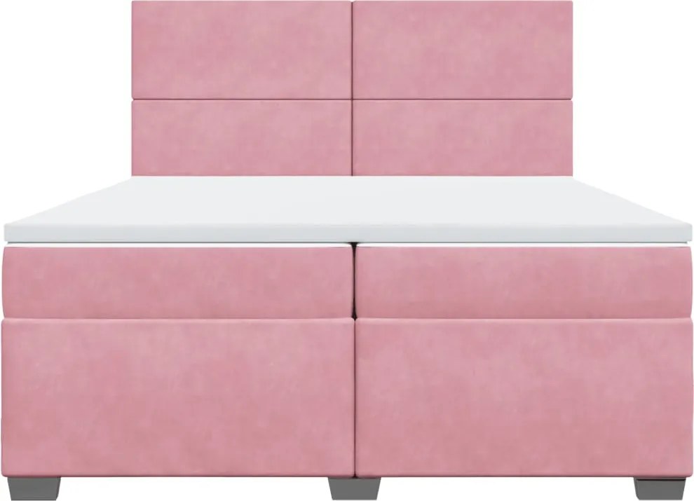 Box spring postel s matrací růžová 200x200 cm samet 3291001