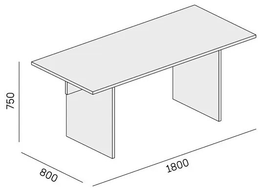 Stůl single SOLID, 1800 x 800 x 743 mm, ořech