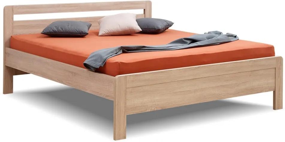 Manželská postel dvoulůžko KARLO - oblé, lamino, 160x200, 180x200 cm BMB, Ořech natur