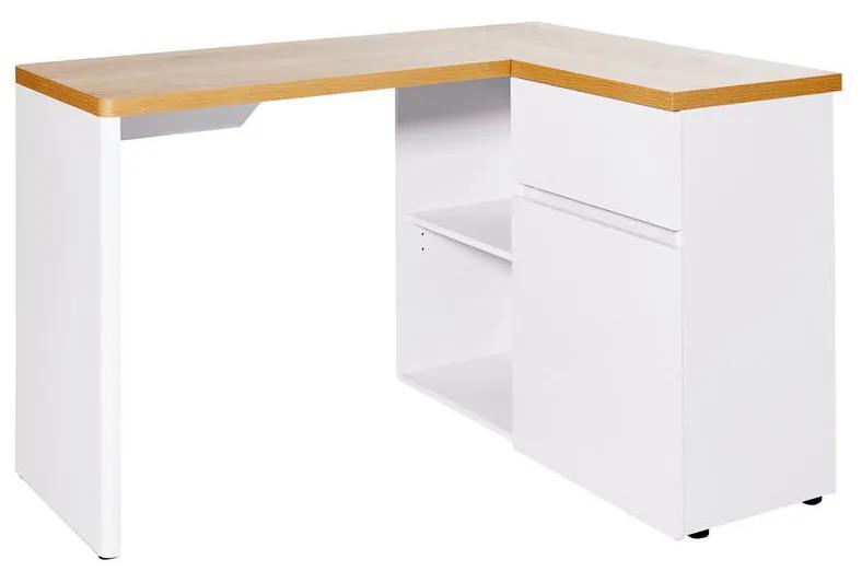 XXXLutz ROHOVÝ PSACÍ STŮL, bílá, barvy dubu, 117/90/76,2 cm - Rohové psací stoly - 001504009801