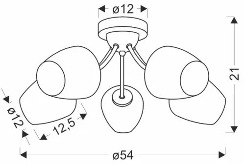 Přisazený lustr ZINA 5xE27/40W/230V mosaz/bílá