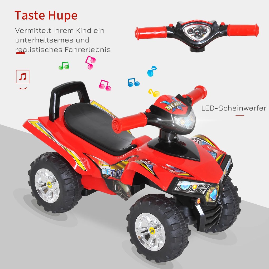 HOMCOM Dětský čtyřkolový elektrický auto-motorek bez pedálů s hudbou a světly 60x38x42cm
