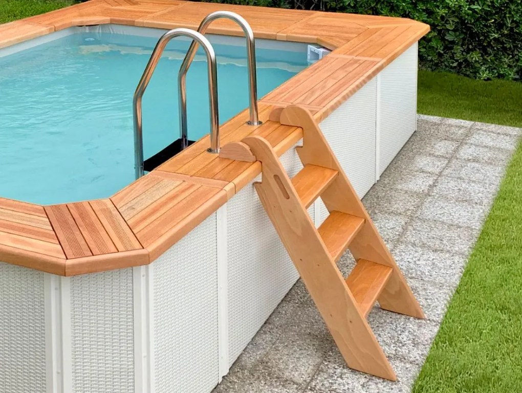 Poolmaster Bazénové schůdky INOX LEGNO (0458)