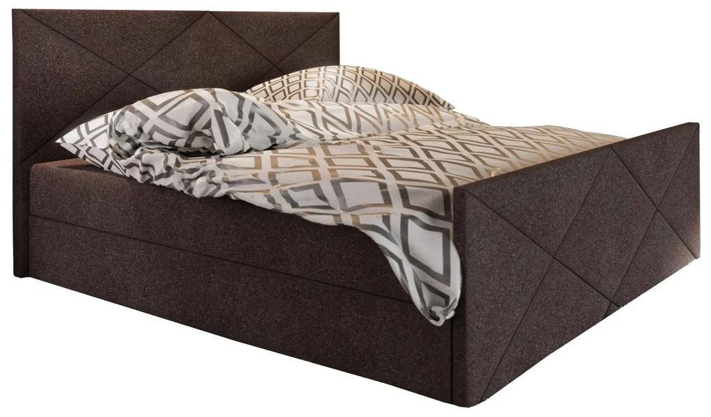 Manželská postel Boxspring 160 cm Milagros Comfort 4 (tmavě hnědá) (s matrací a úložným prostorem). 1056216
