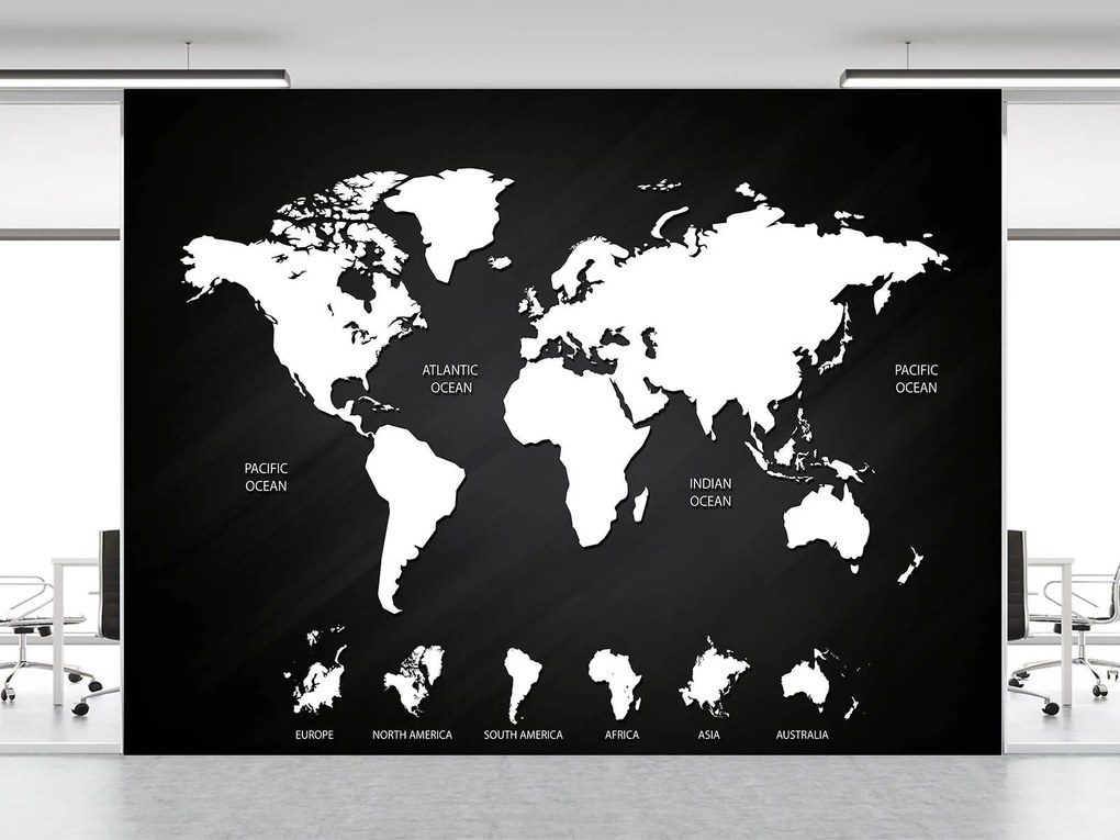 Gario Fototapeta Černobílá mapa světa Materiál: Vliesová, Rozměry: 200 x 140 cm