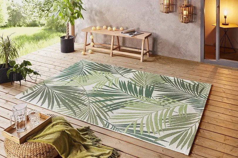 Hanse Home, Kusový koberec Beach 103843 Green/Cream – na ven i na doma, 120x170, zelená, chodba / předsíň