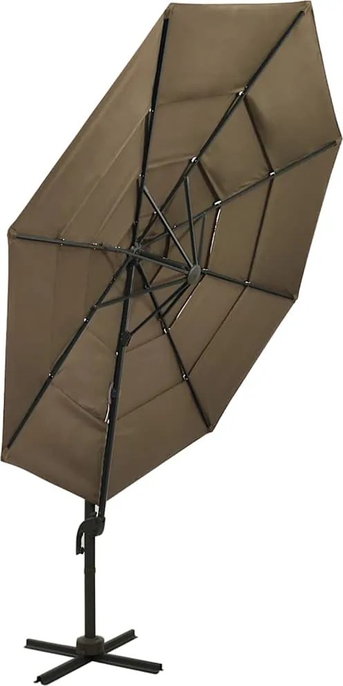 4stupňový zahradní slunečník s hliníkovou tyčí taupe 3 x 3 m 313831