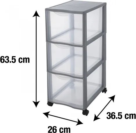 SUNDIS Úložný box se 3 zásuvkami, antracit, OFFICEMIX - MAXI , 3A